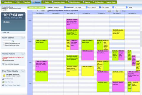 SimplySwim | Classes & Scheduling Using Our Class Software