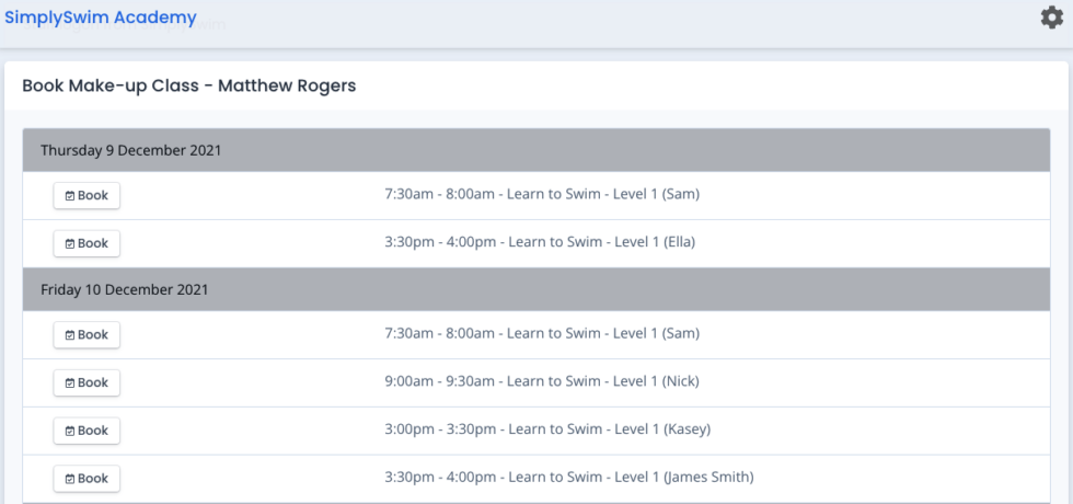 Swim Lesson Scheduling Software | Make-up Lessons | SimplySwim